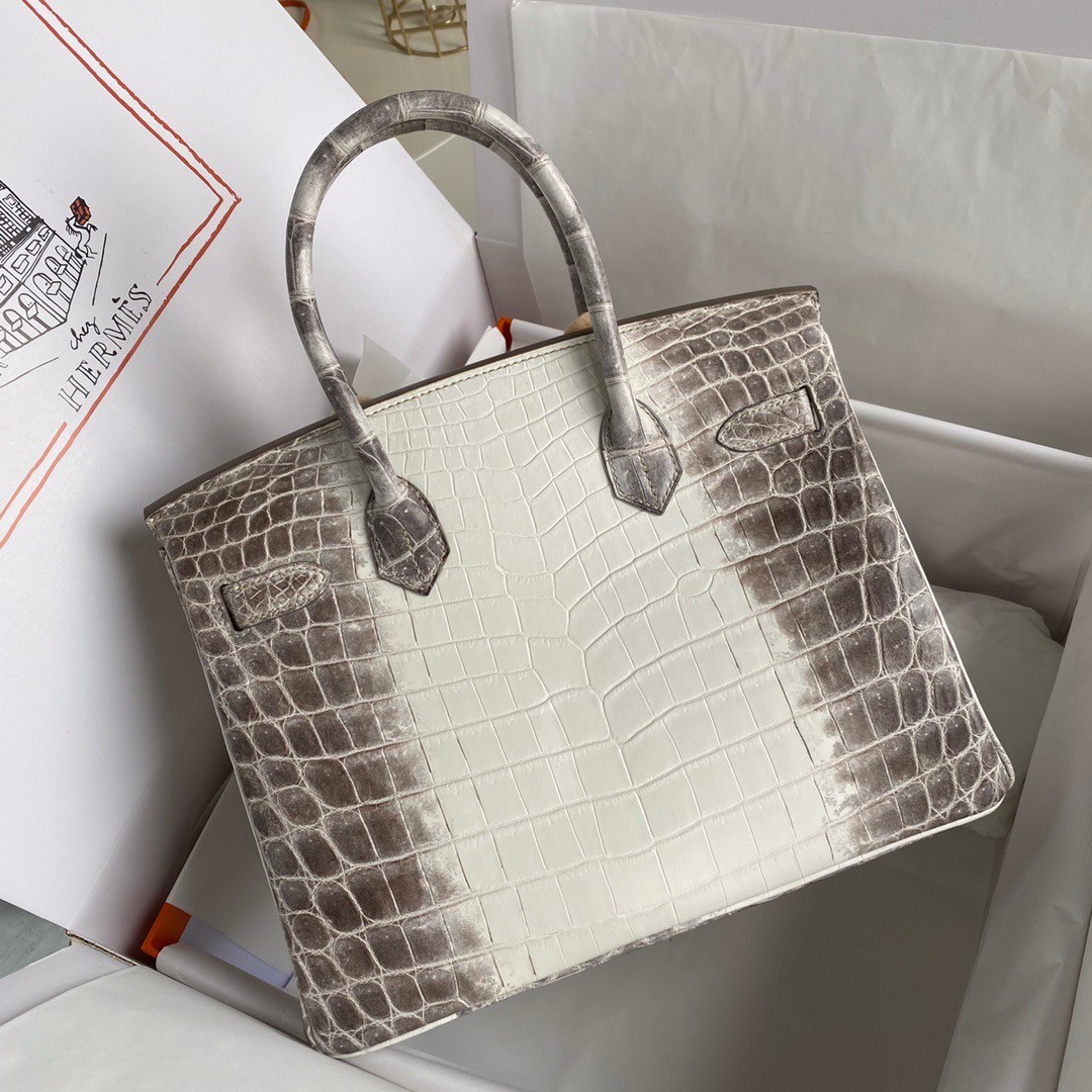 Replica Hermes Diamond Birkin 30cm Bag In Himalaya Niloticus Crocodile Skin